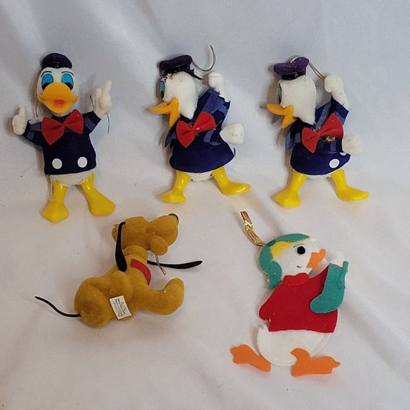 Disney | Holiday | Vintage Flocked Disney Christmas Ornaments Donald ...